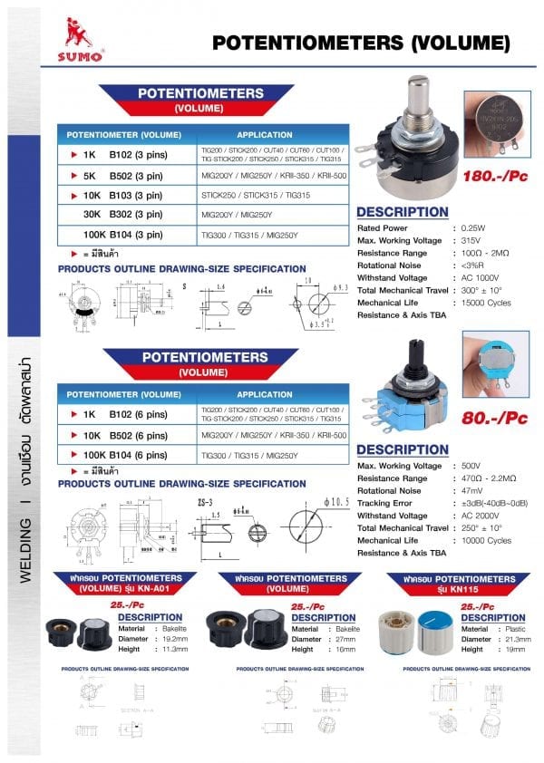 Potentiometer (Volume) 10K B103 (3 Pins) - Stintertrade