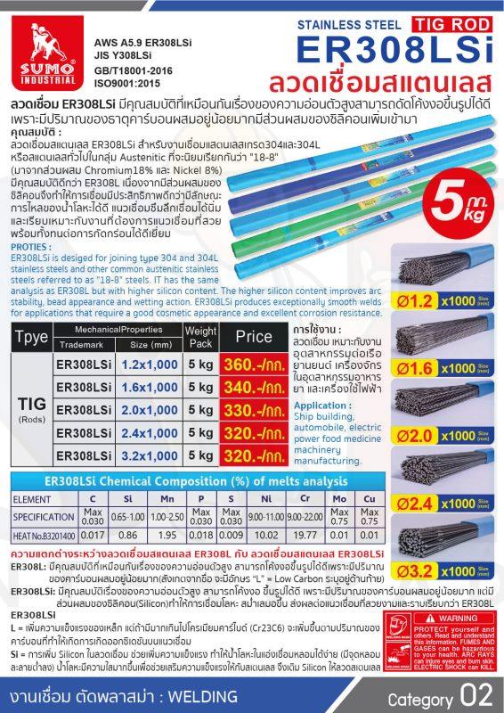 ลวดเชื่อมสแตนเลส TIG ROD ER308Lsi 1.6mm - STintertrade