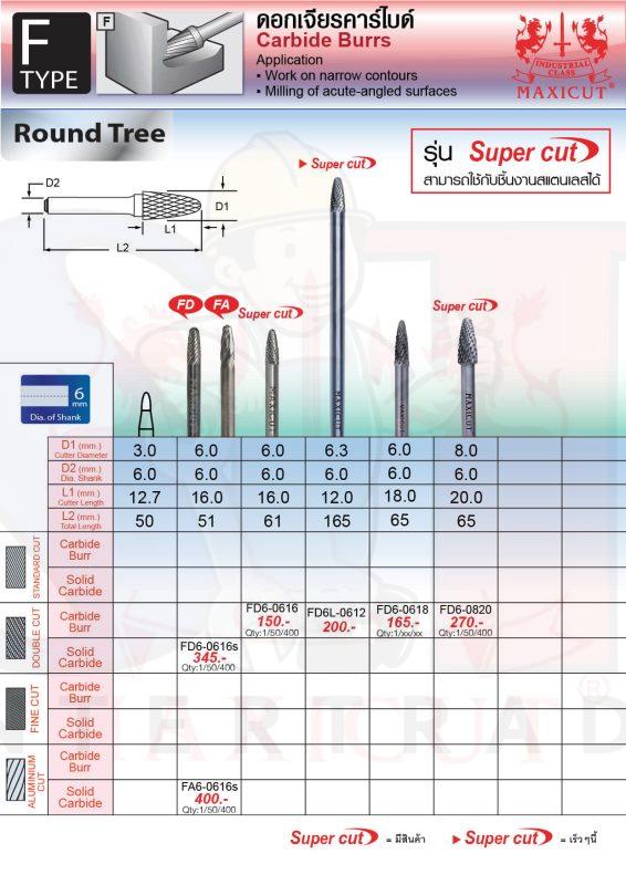 ดอกเจียรคาร์ไบด์ FD6L-0612 Round Nose Tree Super cut - STintertrade