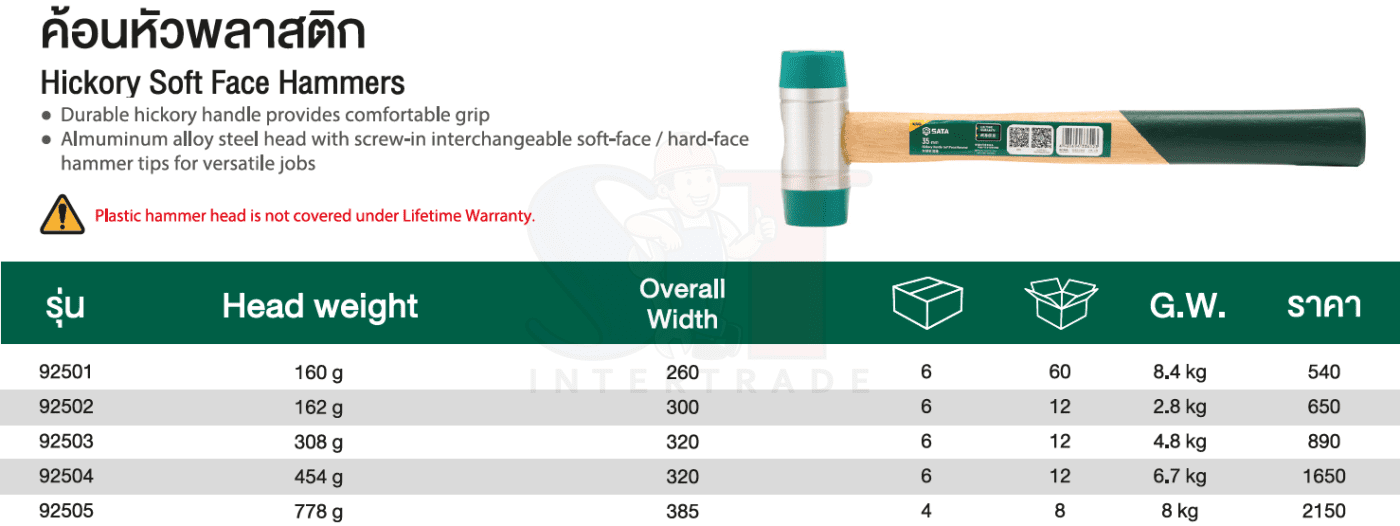 ค้อนหัวพลาสติก 162g. SATA 92502 - STintertrade